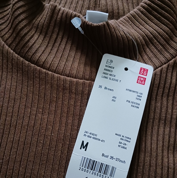 Uniqlo | Tops | Nwt Uniqlo Ribbed High Neck Long Sleeve Tee | Poshmark